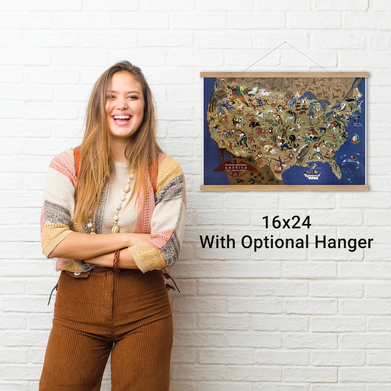 Map of American Folklore by William Gropper 1946 Teak Wood - Etsy