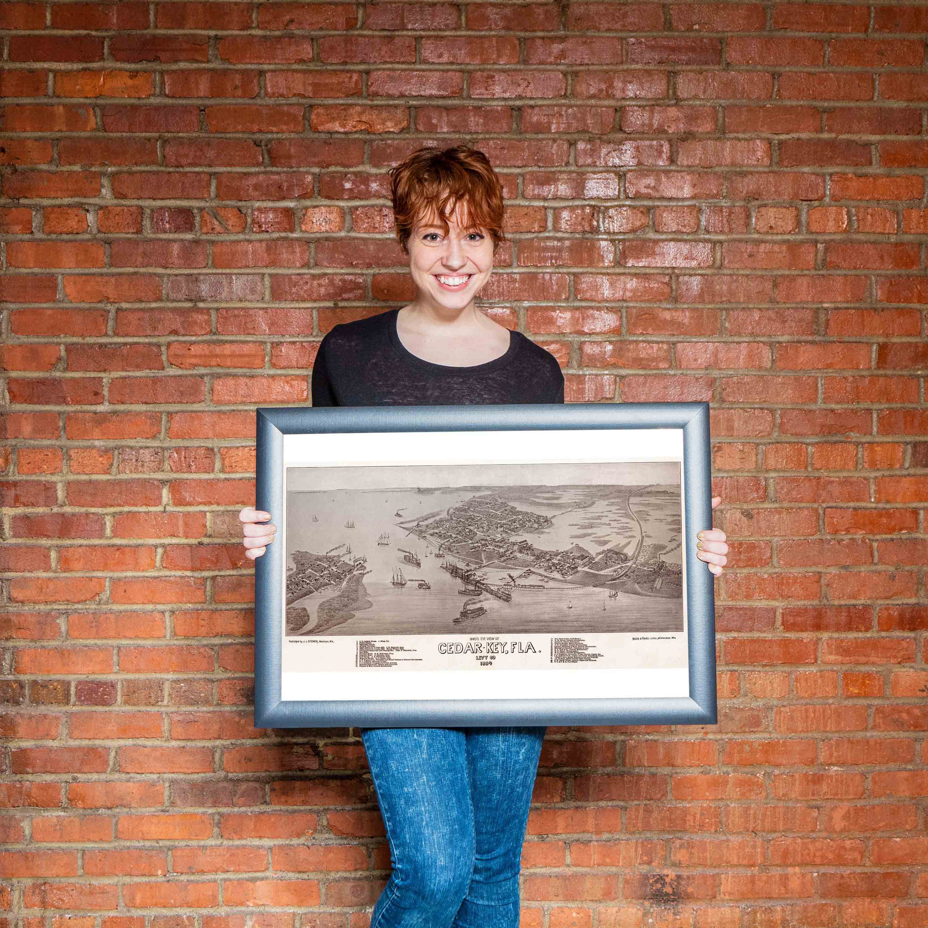 Cedar Key Florida Antique Map 1884 Birdseye View | Etsy