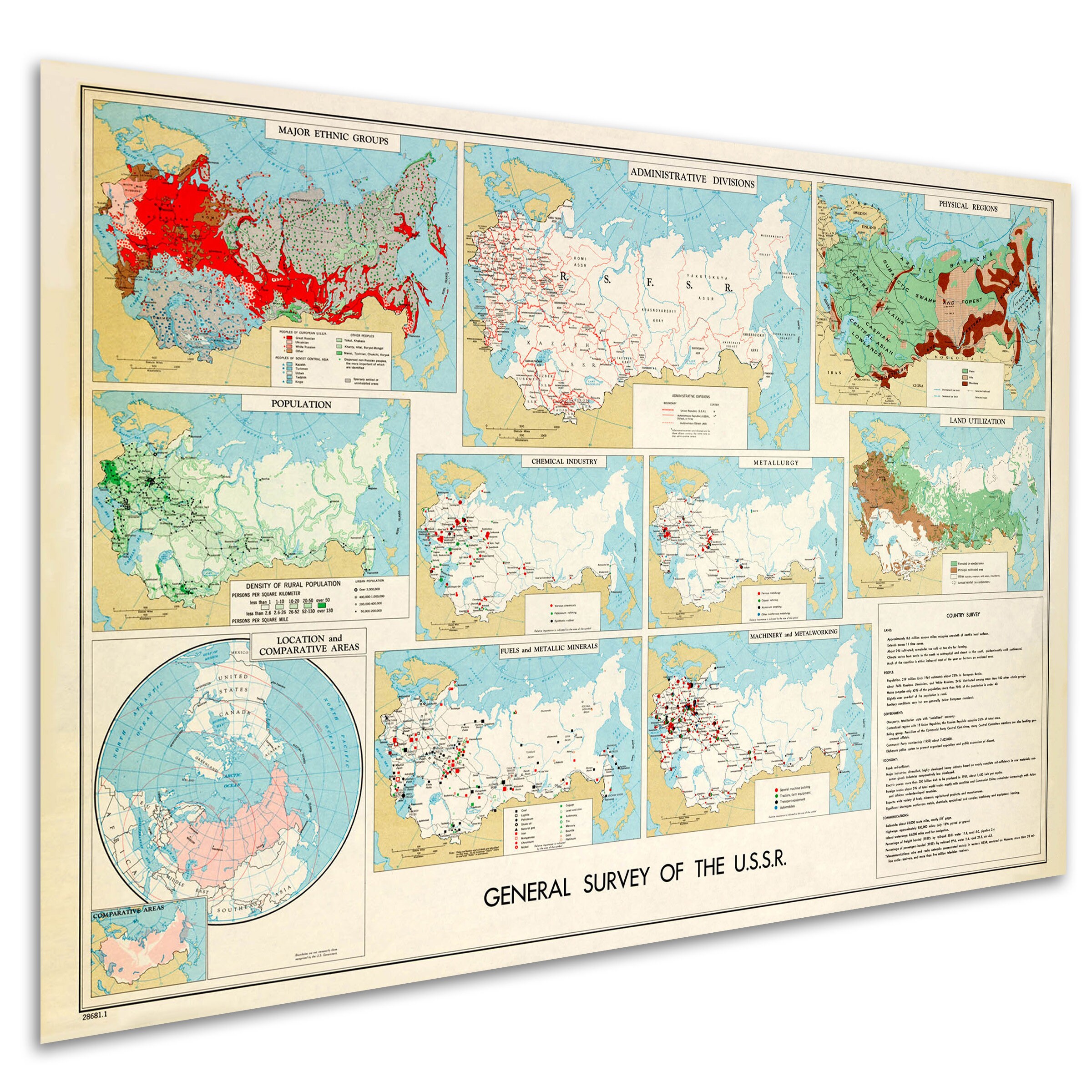 CIA Map of USSR Central Intelligence Agency Map 1961 Teak | Etsy