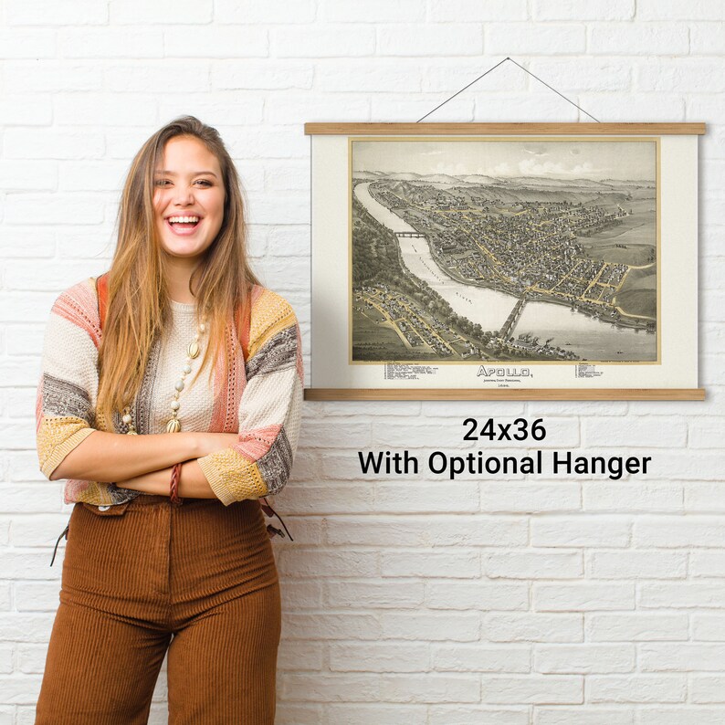 Map of Apollo Pennsylvania Antique Map Perspective or - Etsy