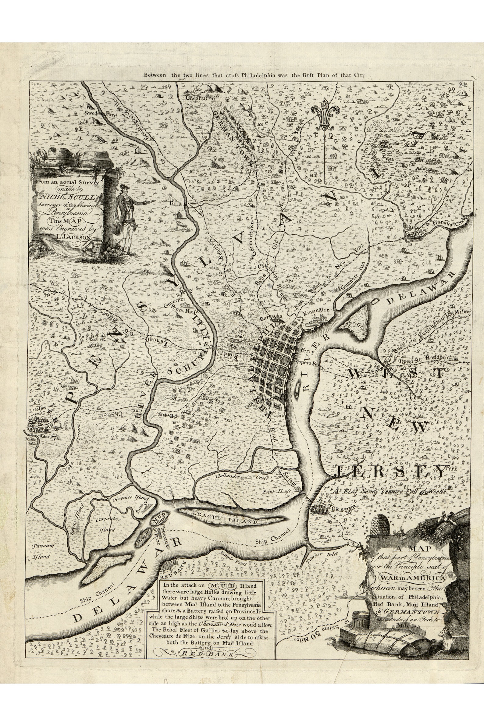 Map of Philadelphia Revolutionary War 1777 Antique Map | Etsy