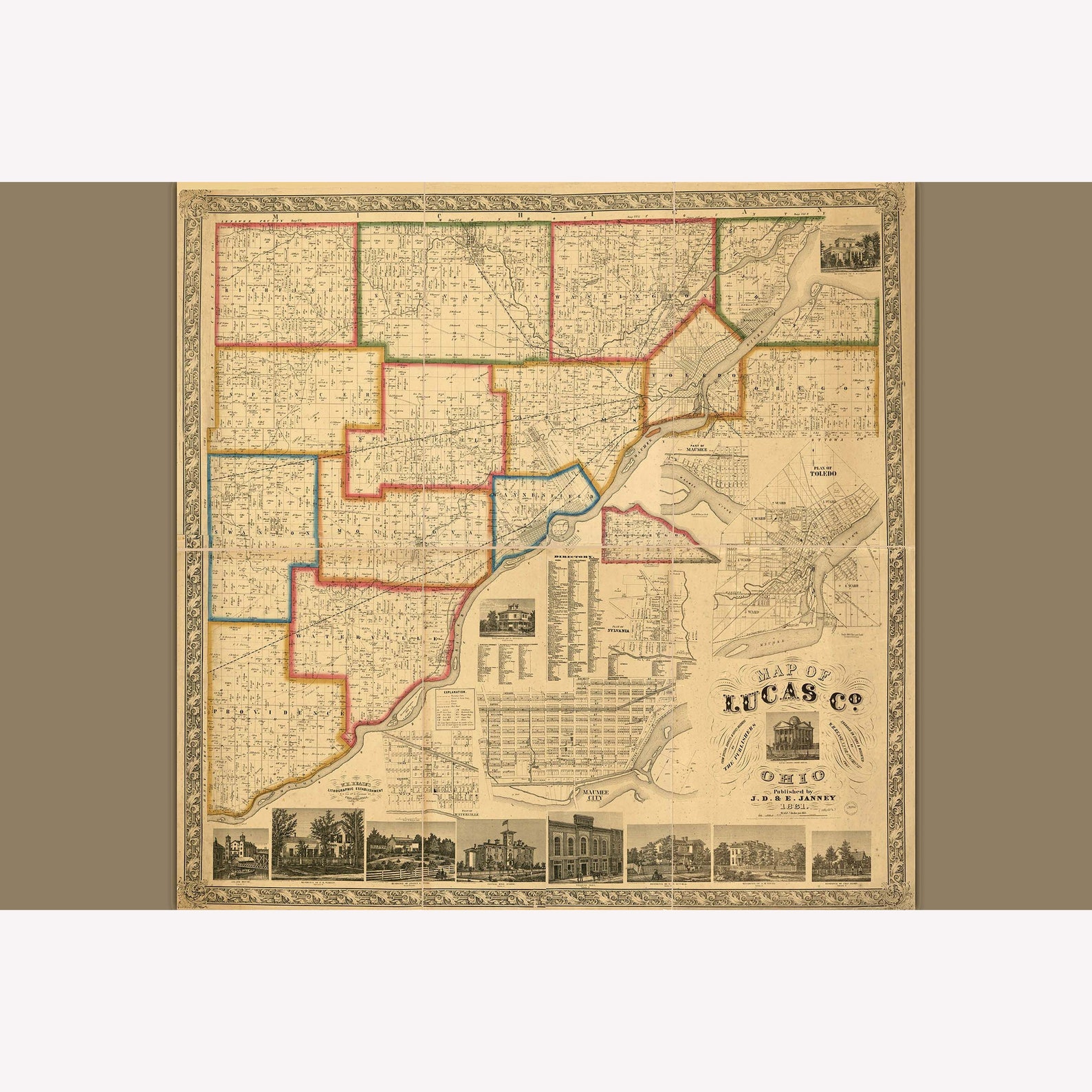 Map of Lucas County Ohio Antique Map Pictorial or Birdseye | Etsy