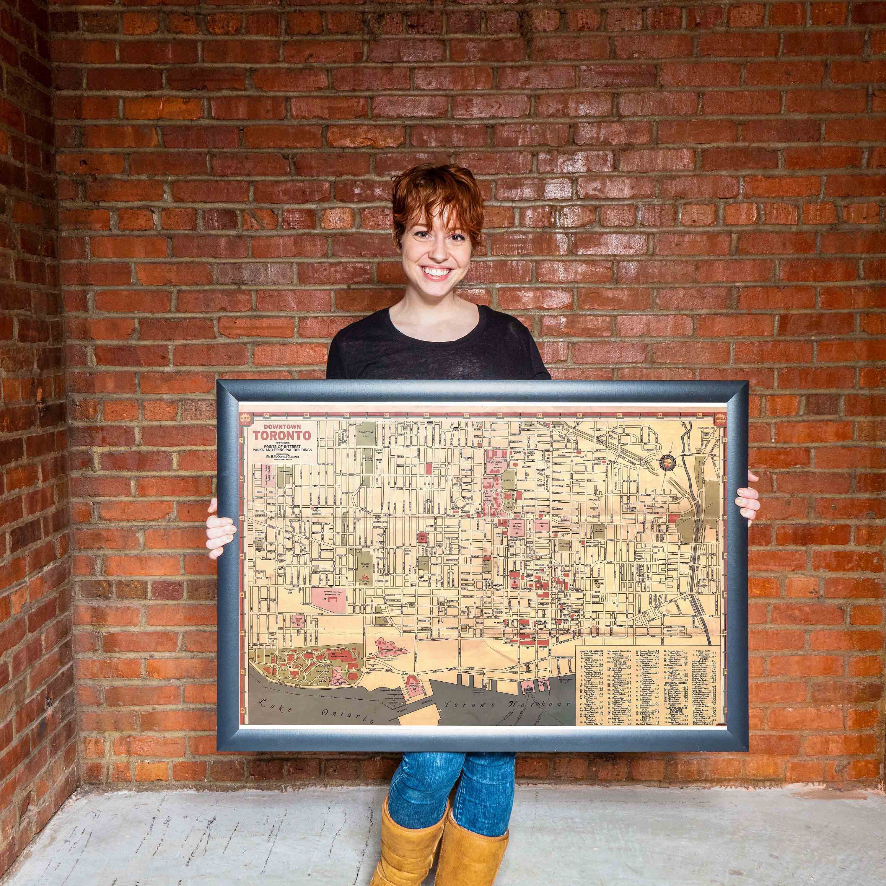 Street Map of Downtown Toronto by Shell Oil 1930's Teak | Etsy