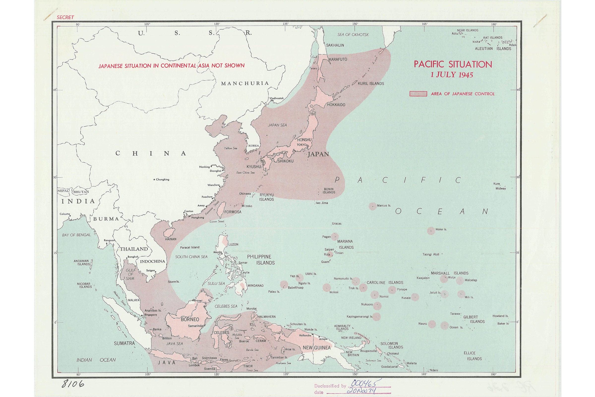 WWII Pacific Situation 1945 CIA Central Intelligence Agency | Etsy