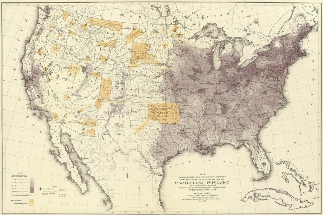US Census Population 1870, I.e. Excluding Indians Not Taxed, Incl ...