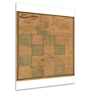 Map of Mahaska County, Iowa; Antique Map 1871; Custom Printed to Order ...