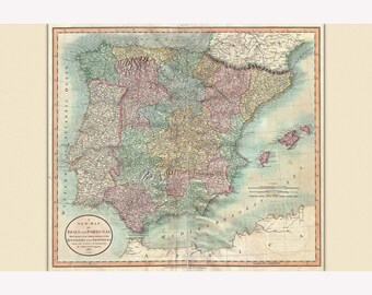 Antique Spain Map - Etsy
