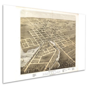 Beaver Dam WI, Antique Map, Pictorial, Perspective or Birdseye Map 1867 ...