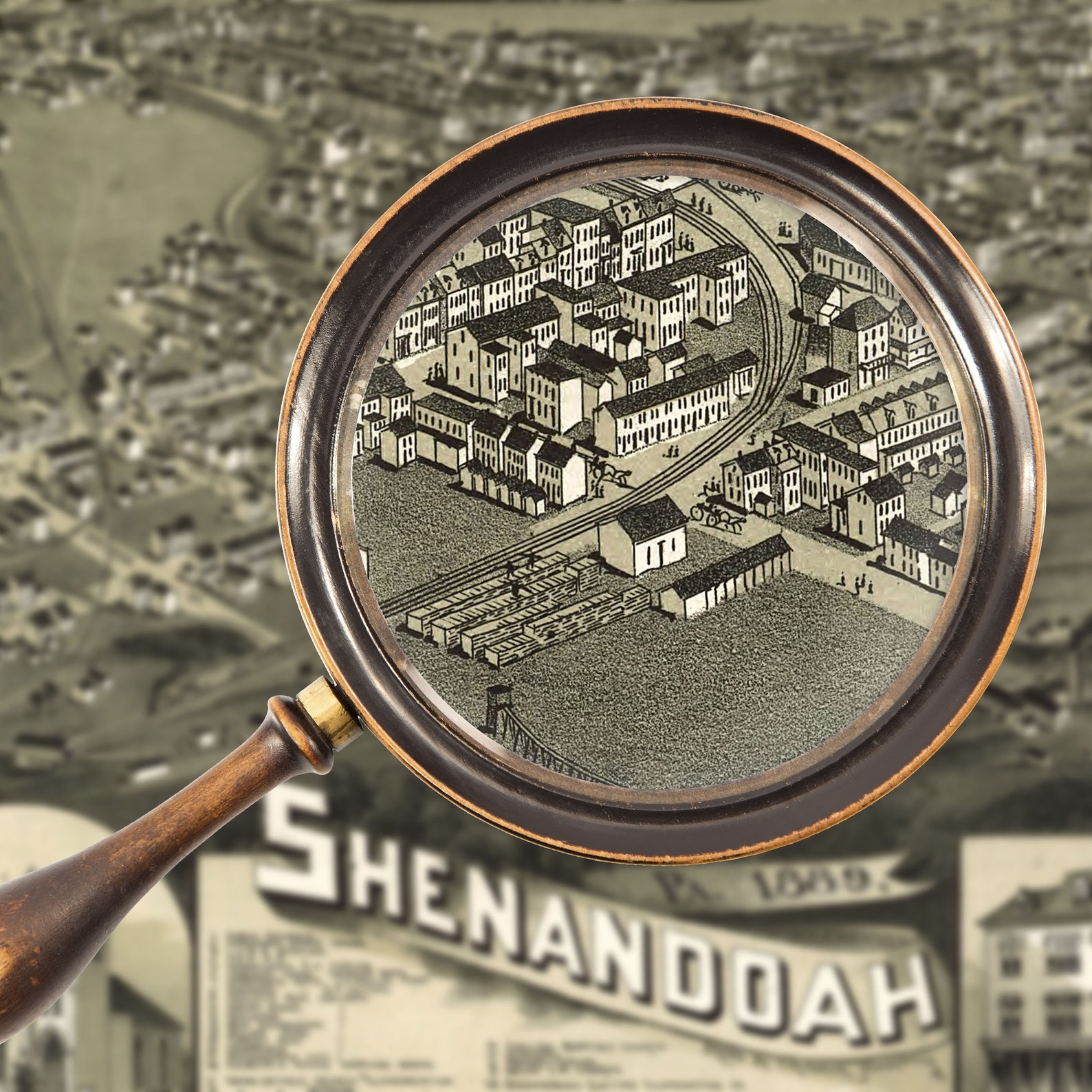 Map of Shenandoah PA Antique Map Pictorial or Birdseye Map | Etsy