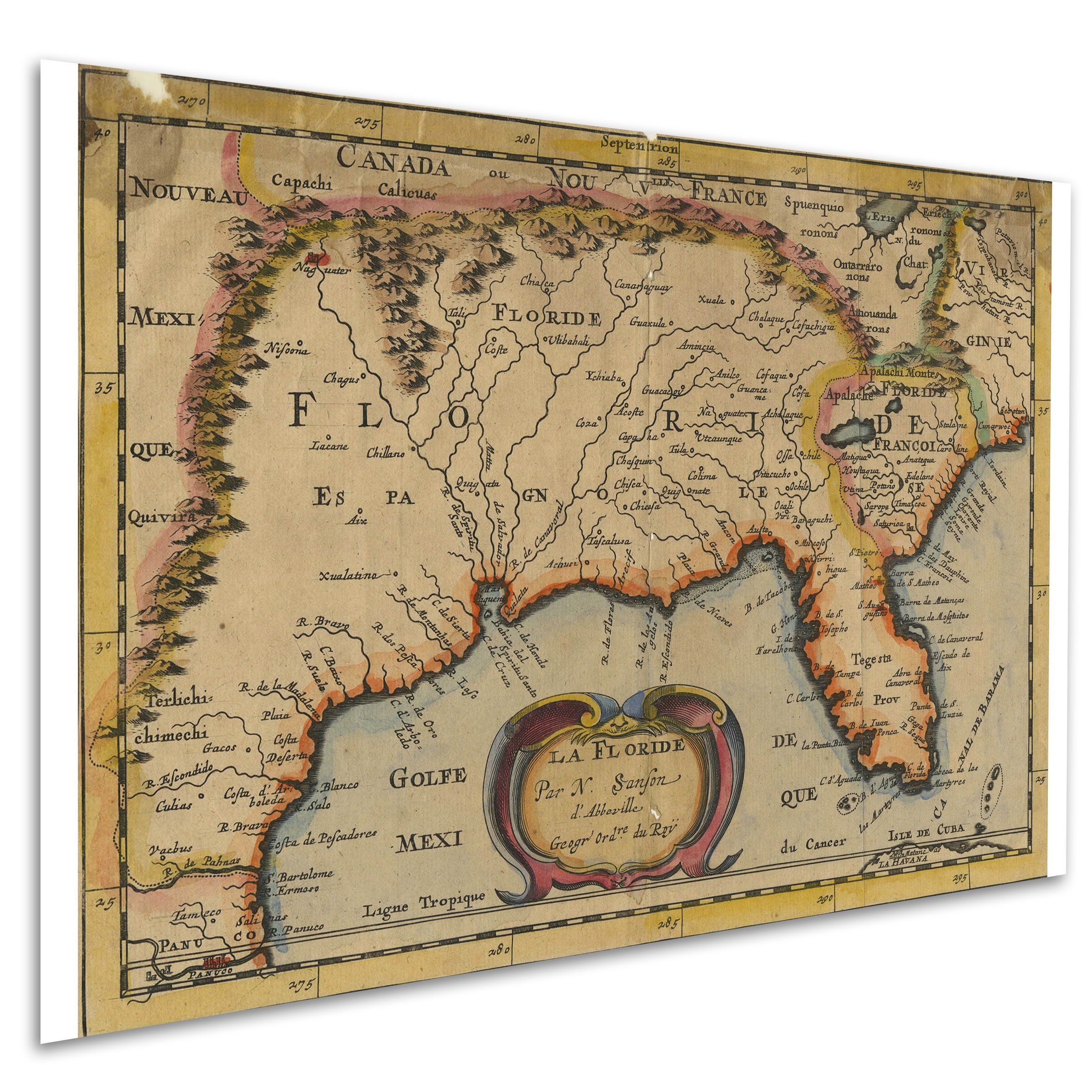 Antique French Map of North America La Floride by Sanson | Etsy