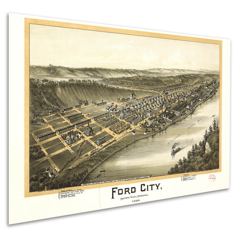 Map of Ford City, Armstrong County, Pennsylvania, 1896; Antique Map ...