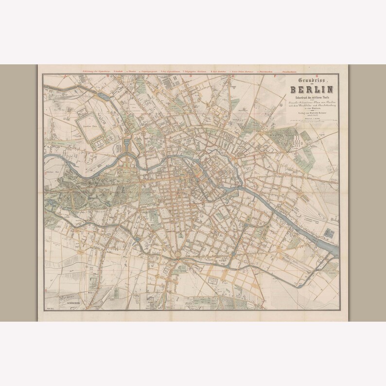 Berlin; Antique Map Bu Sineck Grundriss Von Berlin, 1871 - Teak Wood ...