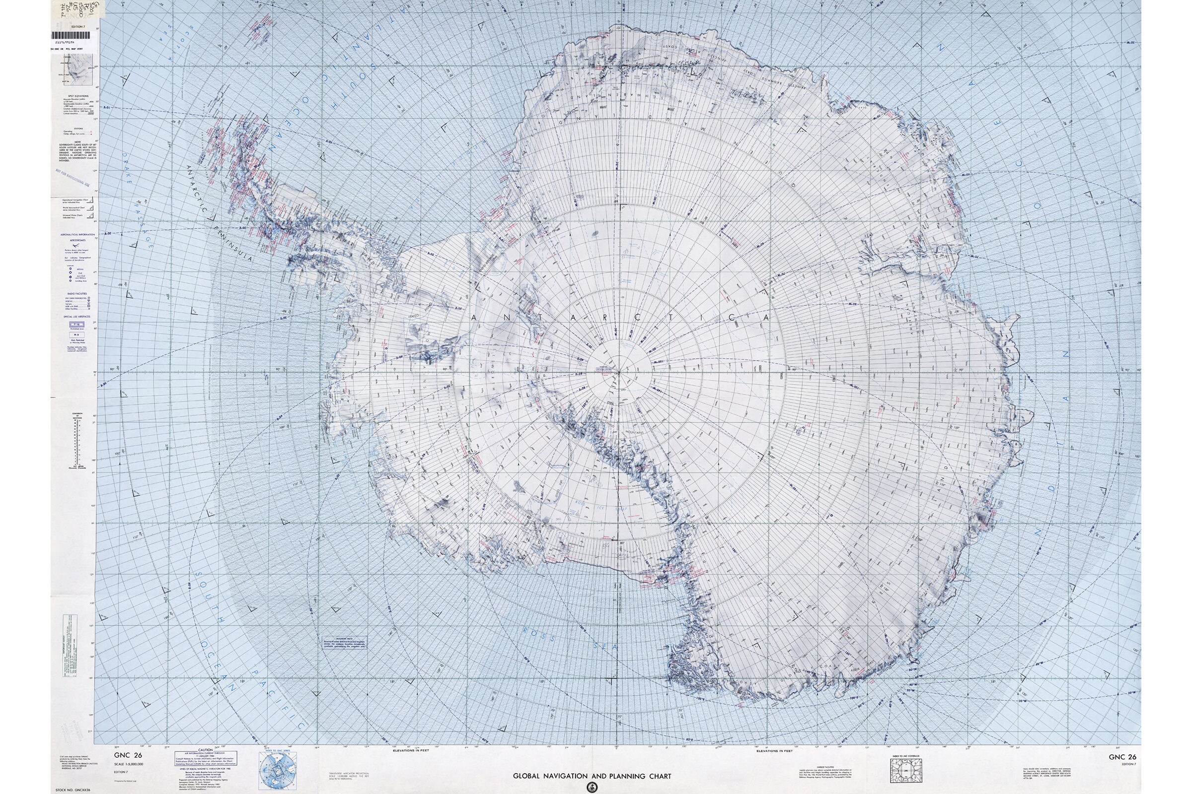 Antarctica NOAA Map Global Navigation & Planning Chart 1985 | Etsy