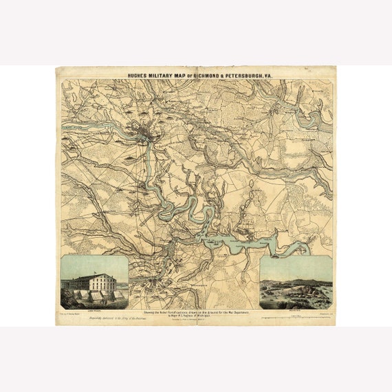 Hughes Military Map of Richmond & Petersburg Virginia Civil | Etsy