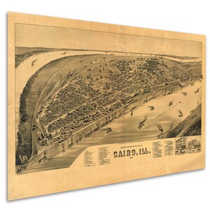 Map of Cairo, Illinois; Antique Pictorial Map; 1888 - Teak Wood ...