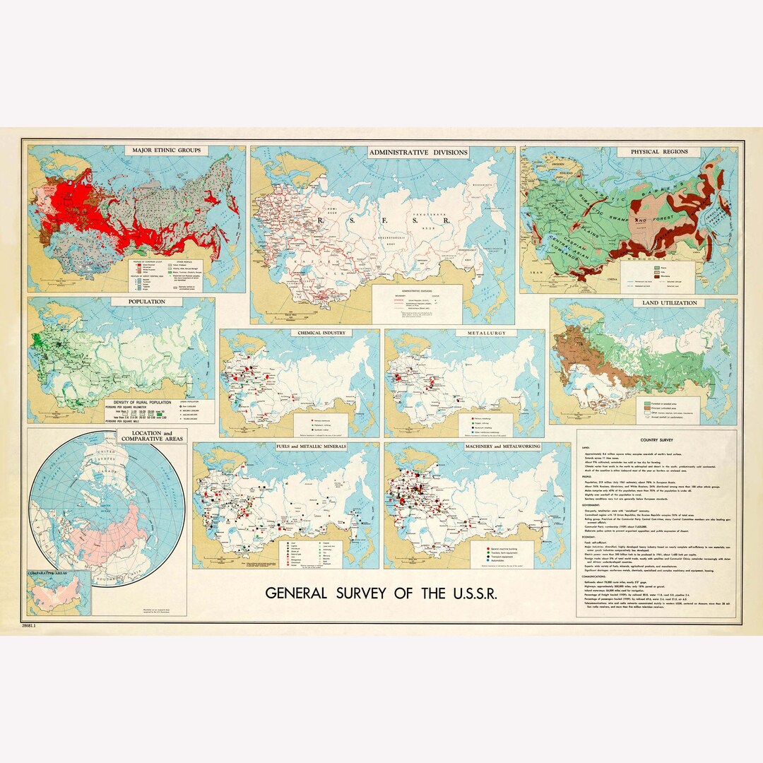 CIA Map of USSR; Central Intelligence Agency Map, 1961 - Teak Wood ...
