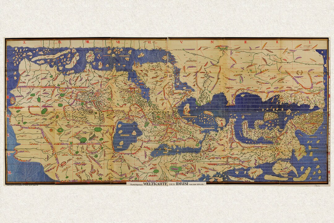 Muhammad Al Idrisi Map of the Tabula Rogeriana; 1154 Reproduction ...