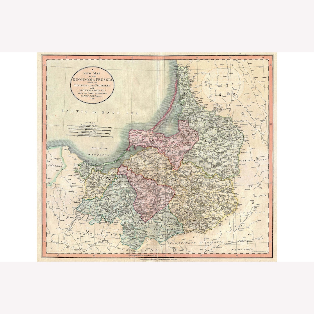 Map of Prussia Antique Map Historic Cartography by John - Etsy