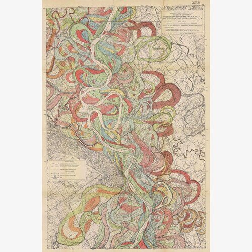 Mississippi River Meander Belt Geological Map by Harold Fisk - Etsy