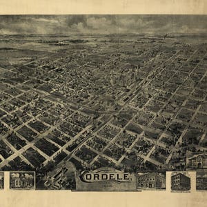 Cordele Georgia Antique Birdseye Map 1908 | Etsy