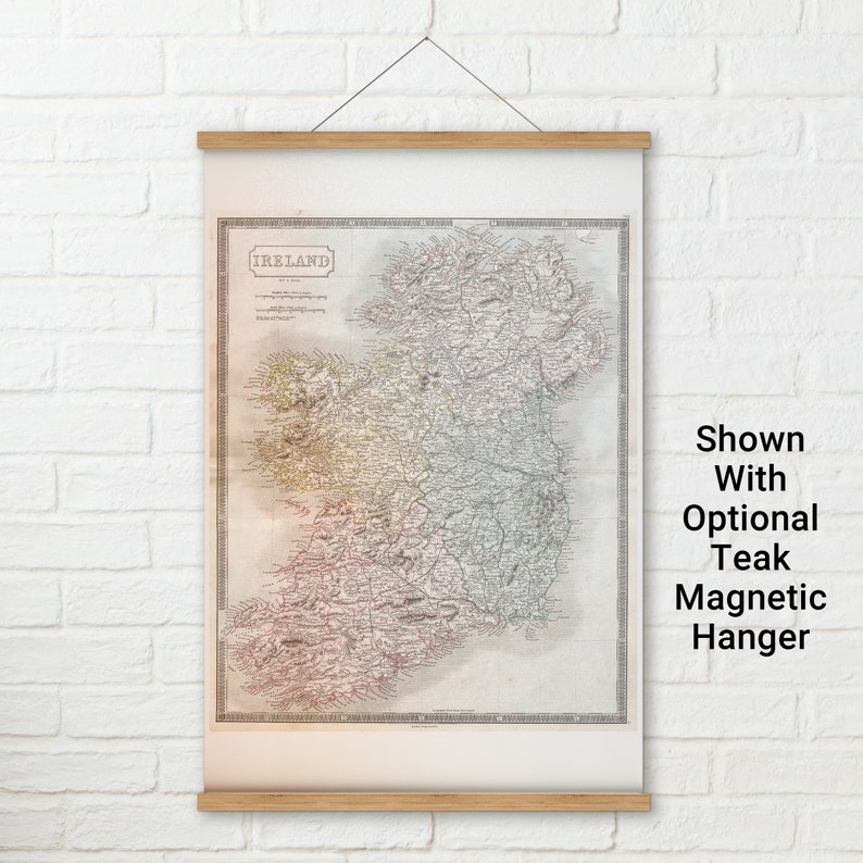 Ireland 1850 Hall Map Stunning Antique Cartography Teak - Etsy