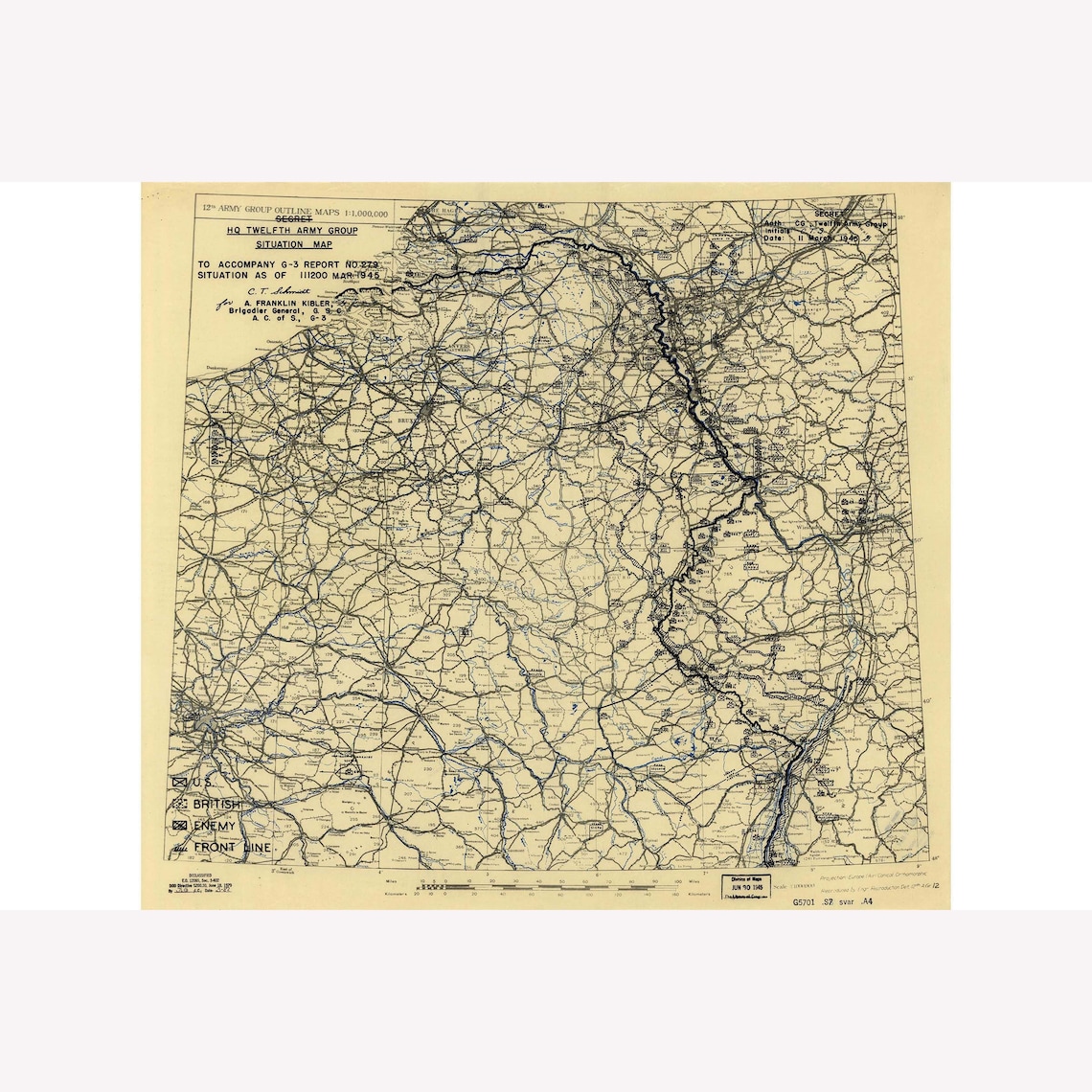 WWII Map HQ 12th Army Group Situation Map March 111945 - Etsy