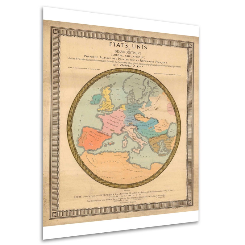 Geopolitical Prophecy Map Based on Nostradamus French 1884 - Etsy