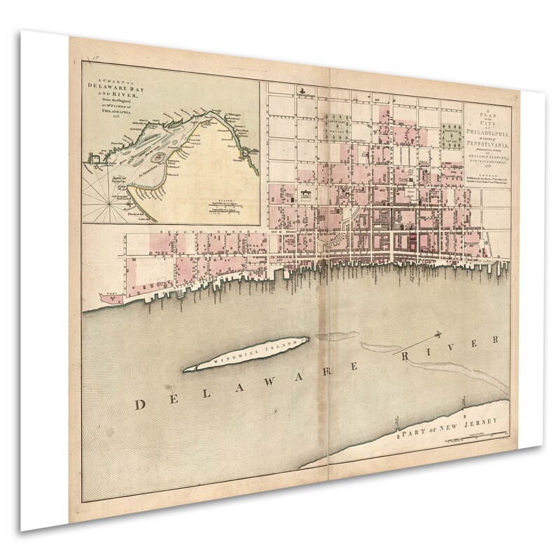 Map of Philadelphia From 1776 Survey Antique Map Printed to - Etsy