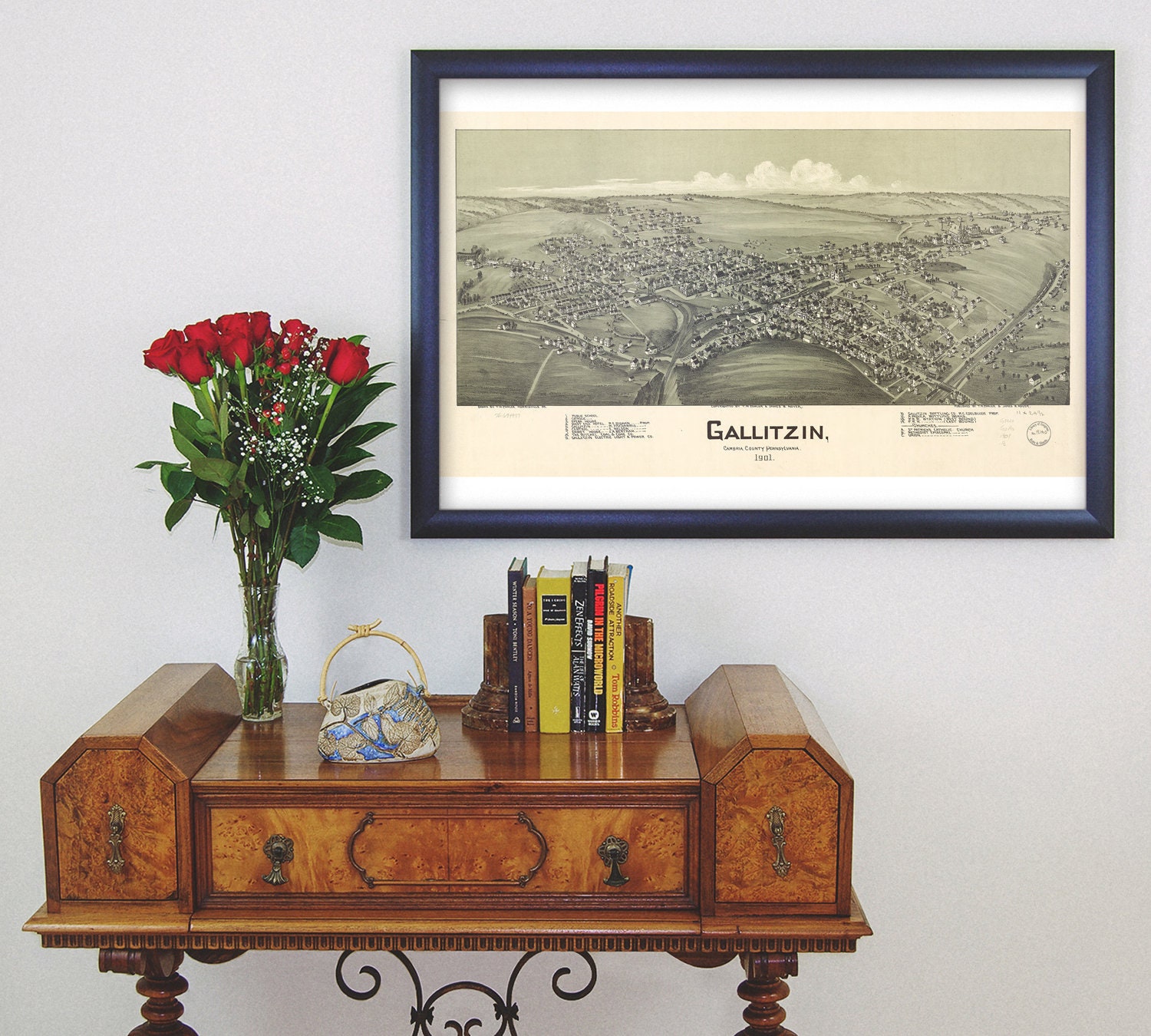 Map of Gallitzin PA Antique Map Pictorial or Birdseye Map | Etsy