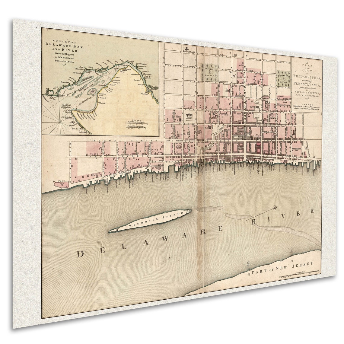 Map of Philadelphia From 1776 Survey; Antique Map Printed to Order ...