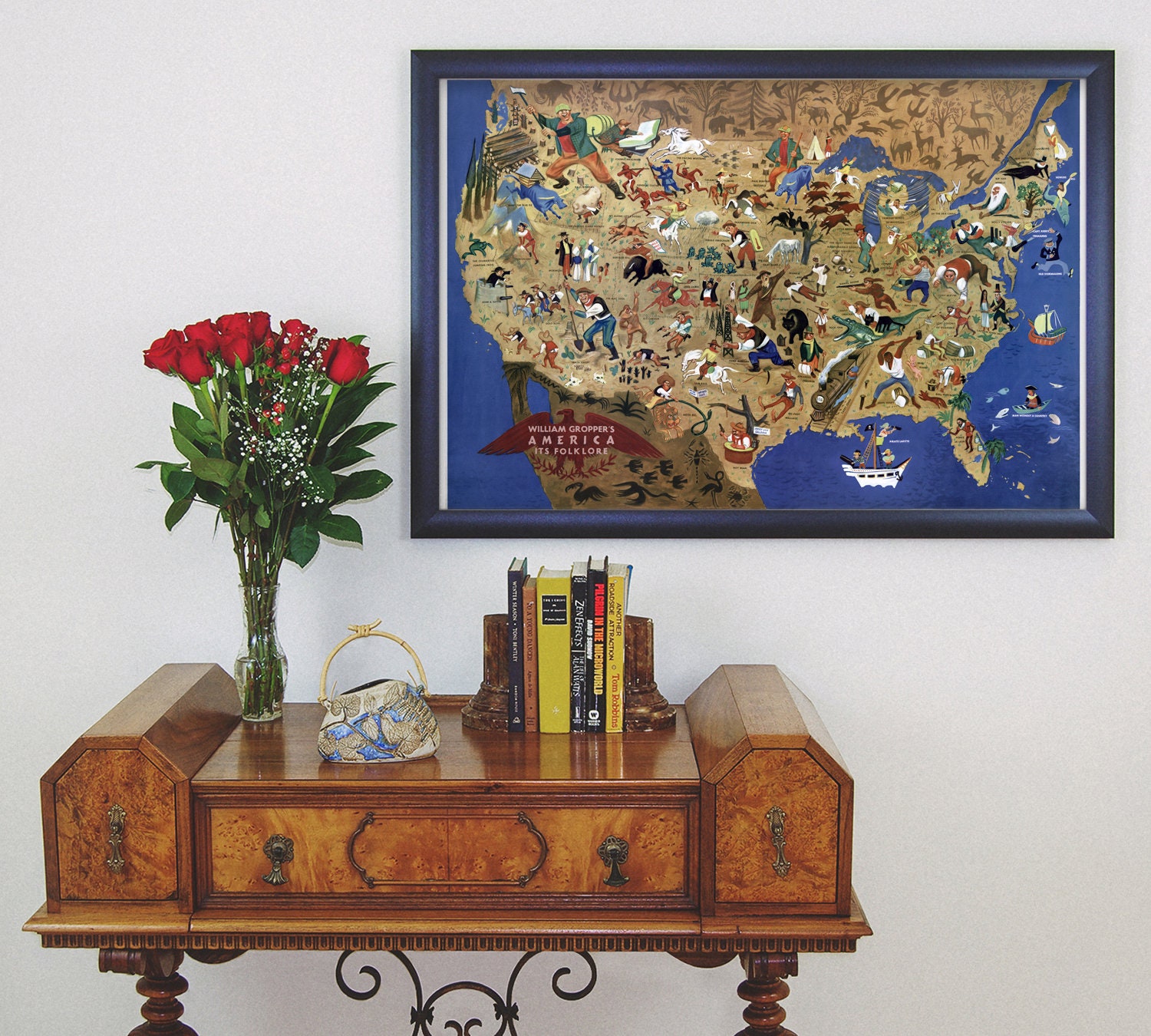 Map of American Folklore by William Gropper 1946 Teak Wood | Etsy