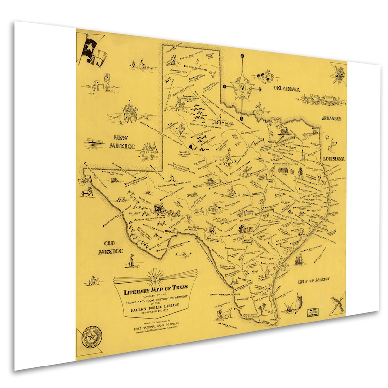 A Literary Map of Texas by Dallas Public Library Antique Map - Etsy