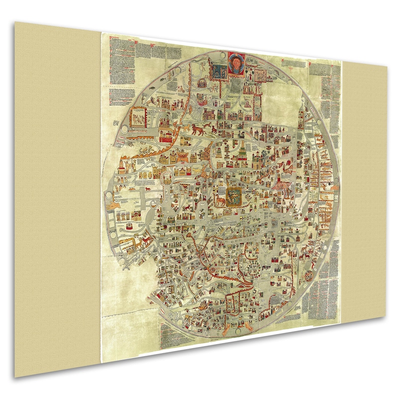 Ebstorfer Map; Mappa Mundi; Medieval World Map Ca.1235 - Teak Wood ...