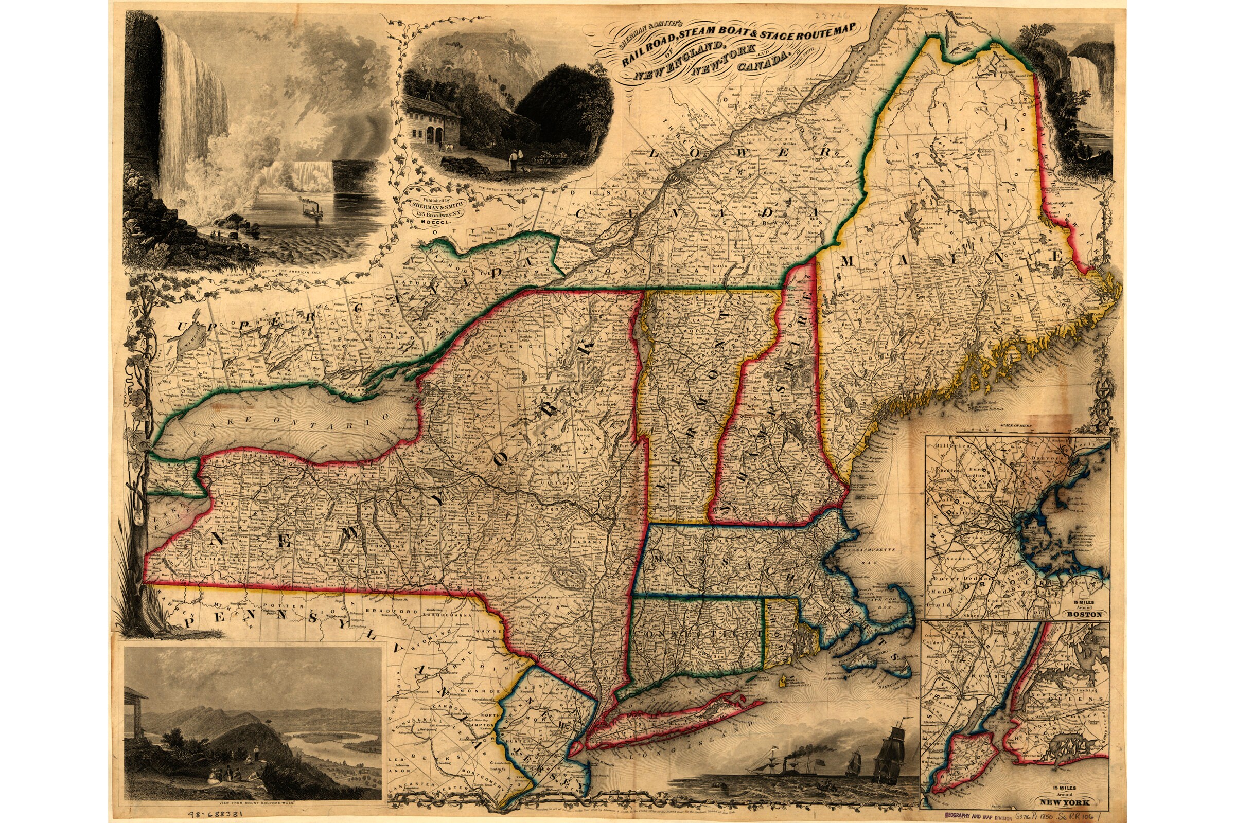 Railroad Steamboat & Stage Route Map New York and New | Etsy