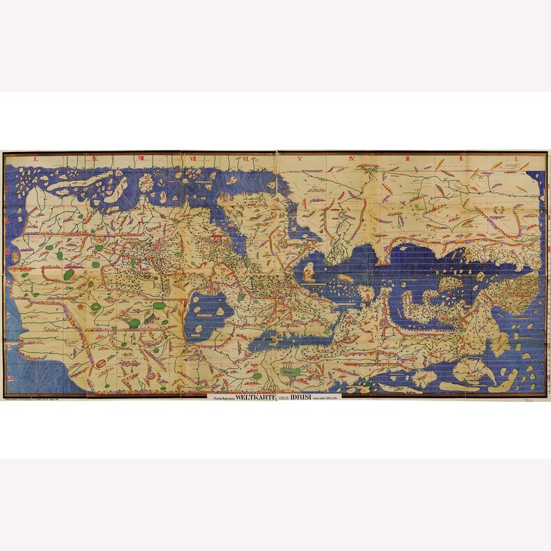 Muhammad Al Idrisi Map of the Tabula Rogeriana 1154 | Etsy