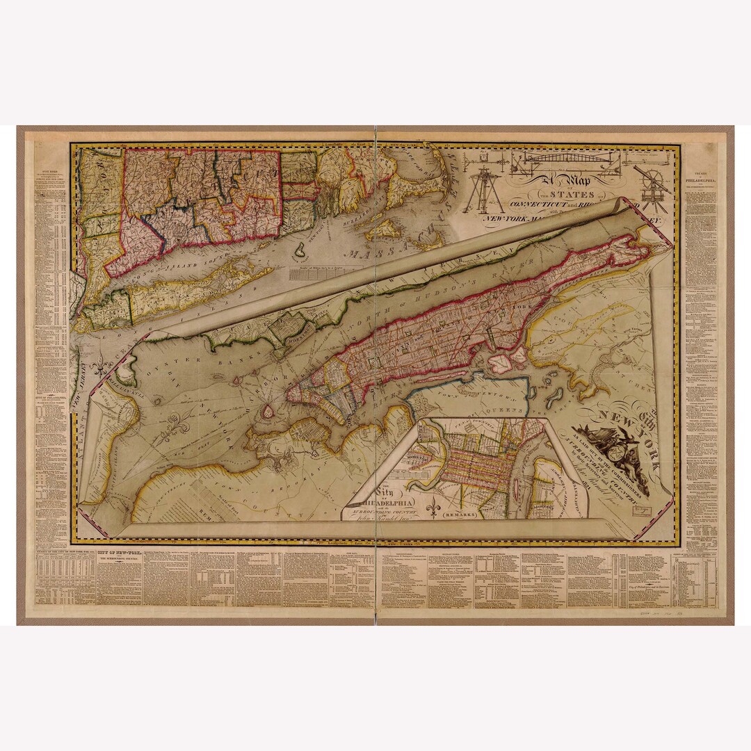 Map of New York City, 1821; Antique Map; Custom Printed to Order - Etsy