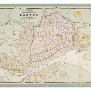 Canton China Antique Map 1860 Fine Quality Restored Print | Etsy