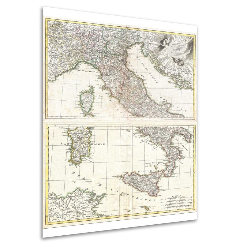 Italy; Historic Map by Rizzi Zannoni, 1770 - Teak Wood Magnetic Hanger ...