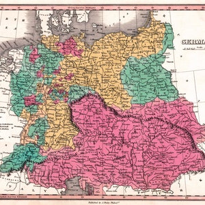 Germany Antique Map 1829 Stunning Historic Cartography | Etsy