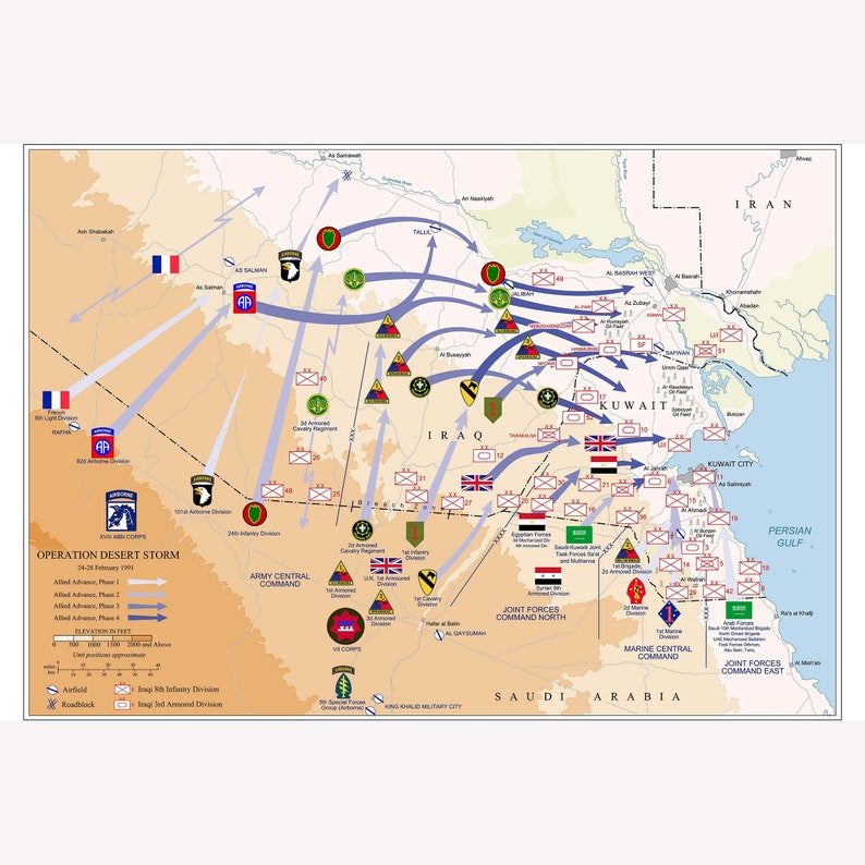 Operation Desert Storm Troop Movements Feb 24-28 1991 US Defense ...