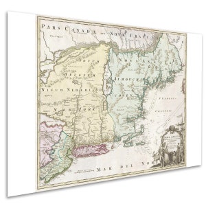 Map of New England (nova Anglia); Antique Map, Historic Cartography ...