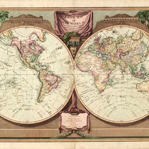 World Map Captain Cook's Discoveries Beautiful Antique | Etsy