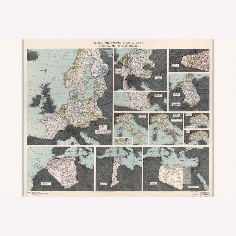 World War Ii Europe Map - Etsy