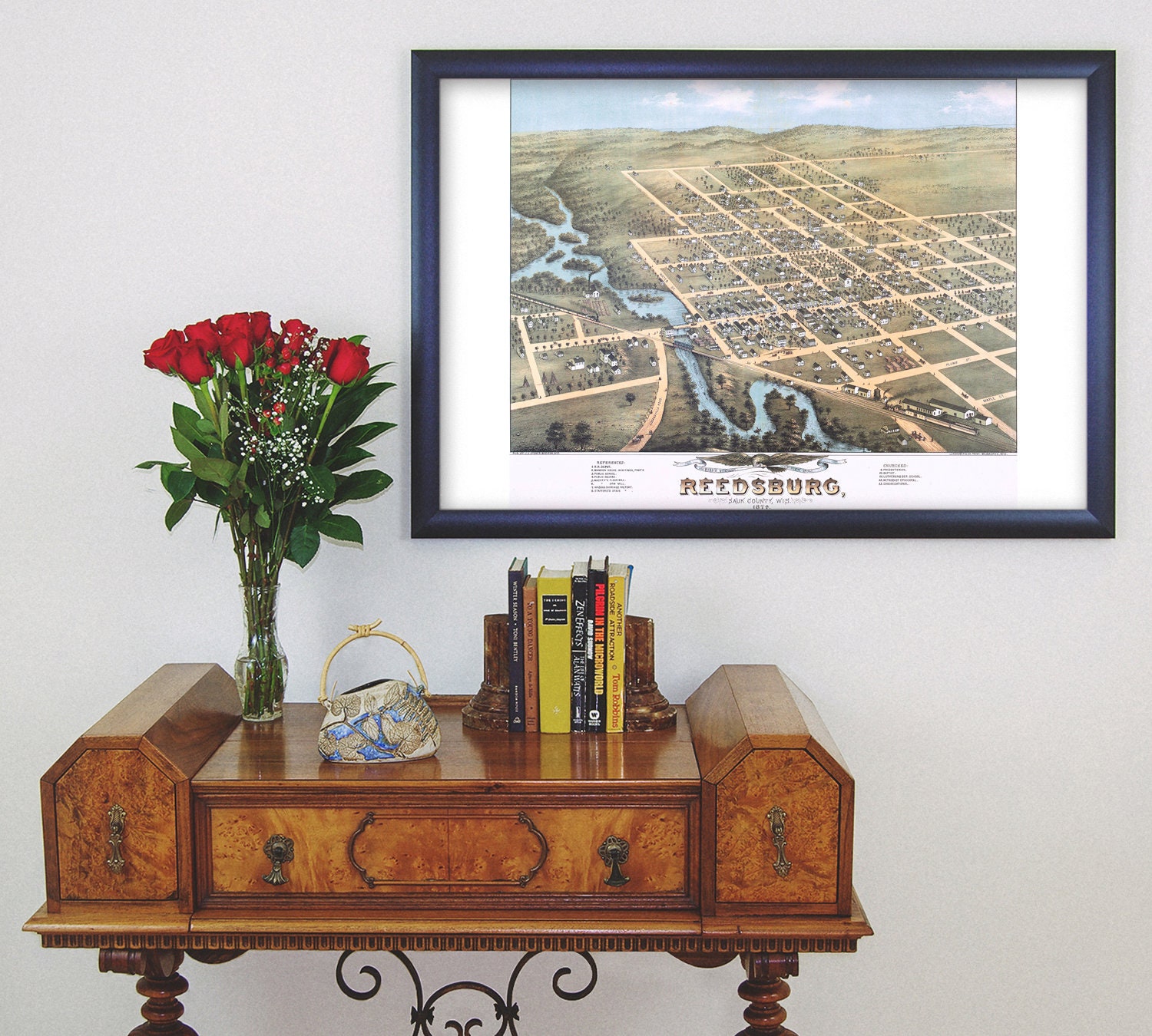 Map of Reedsburg Wisconsin 1874 Antique Birdseye Map Custom | Etsy