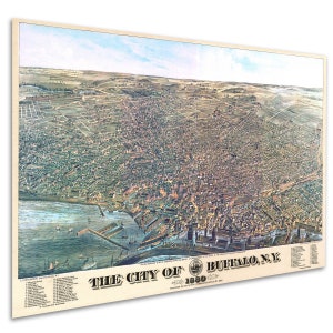 Map of Buffalo, New York by Howard; 1880; Antique Birdseye Map - Teak ...