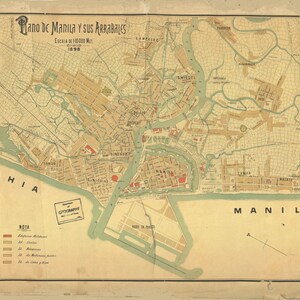 Map of Manila Philippines & Suburbs Antique Map 1898 | Etsy
