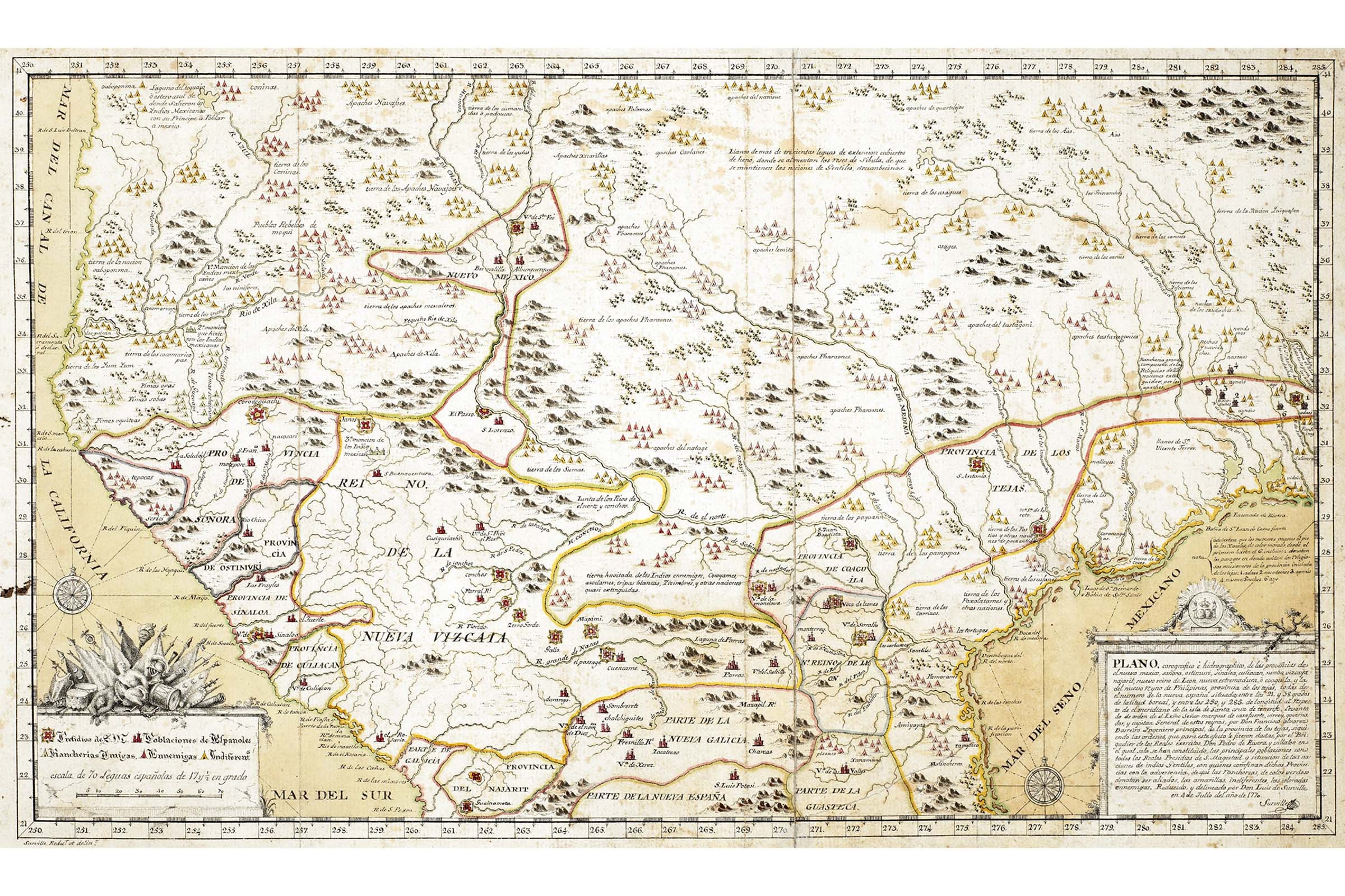 Texas and New Mexico Historical Map Francisco Barreiro 1727 | Etsy