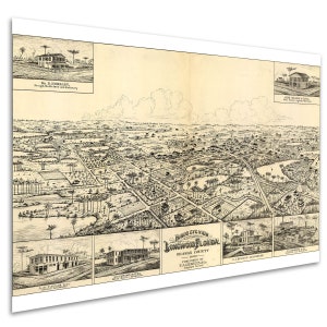 Map of Longwood, Florida 1885; Antique Birdseye Map; Custom Printed ...