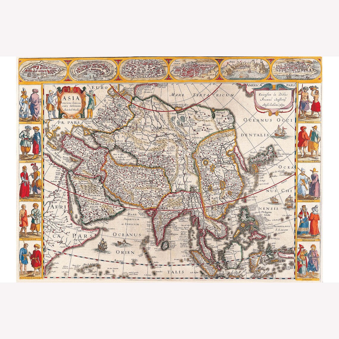 Asia 1632 Map by Jansonn Beautiful Historic Cartography - Etsy
