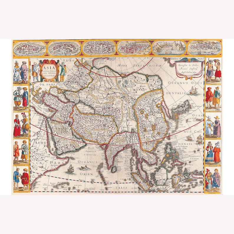 Asia 1632 Map by Jansonn Beautiful Historic Cartography - Etsy